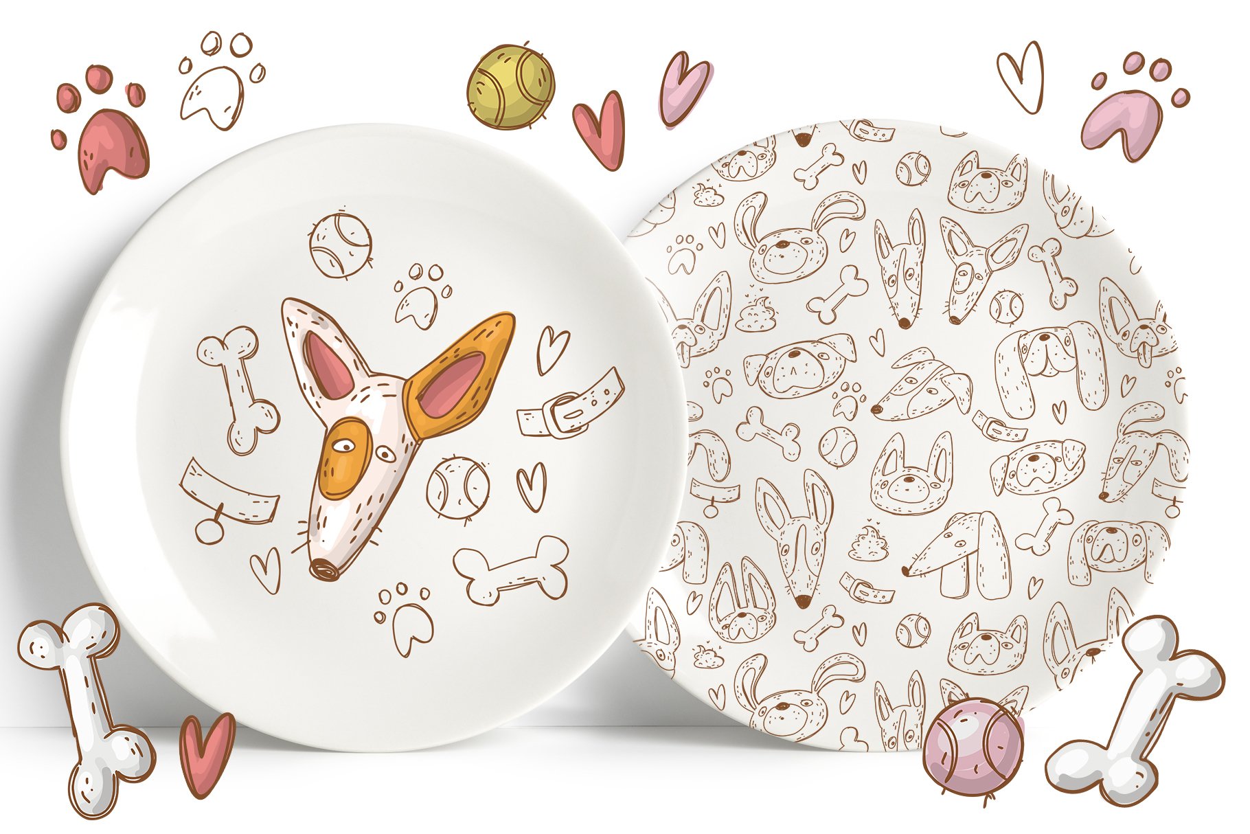 Doodle dogs set (63670) | Illustrations | Design Bundles