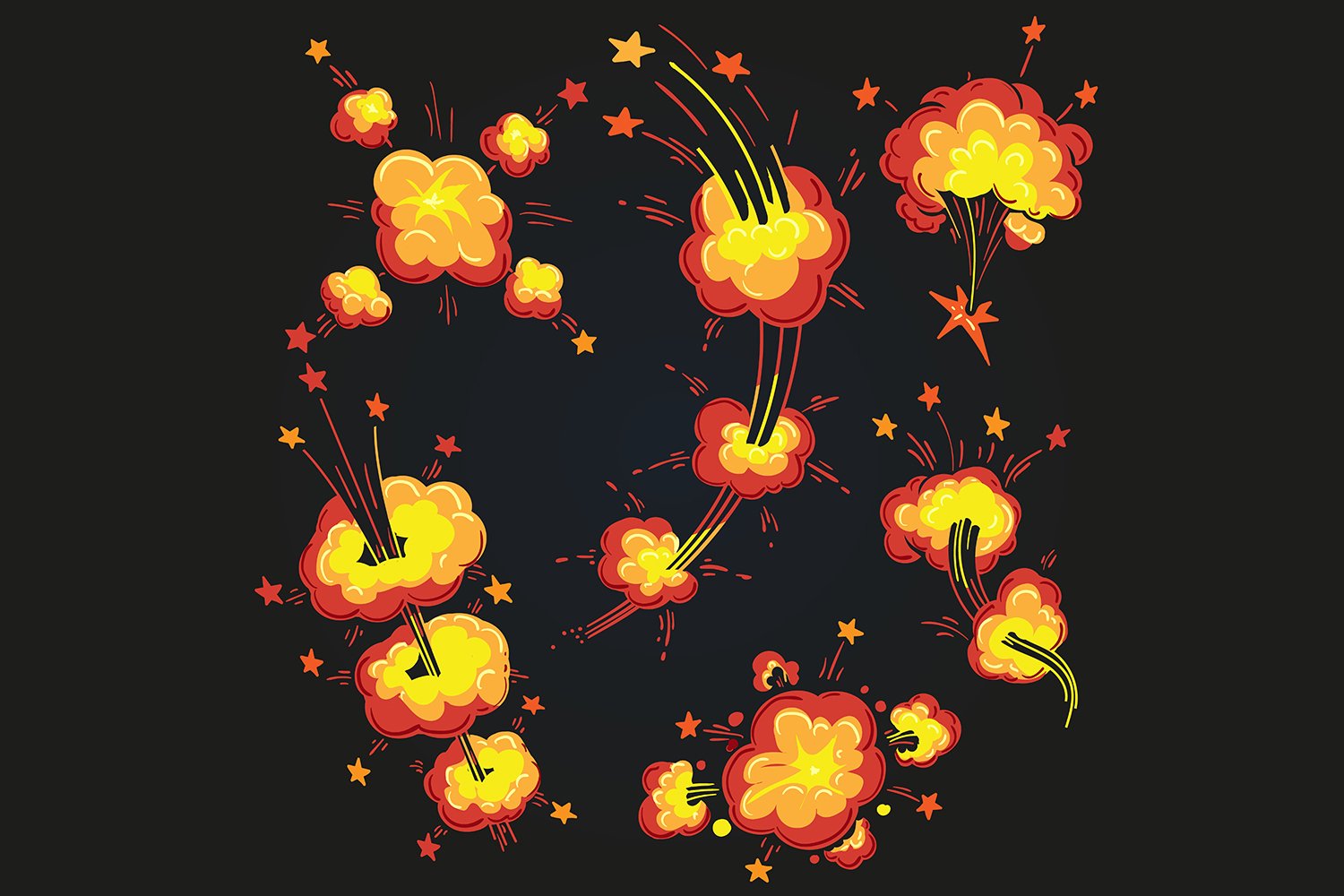 Cartoon Explosion Cloud Set. Vector illustration (1288688) | Elements ...
