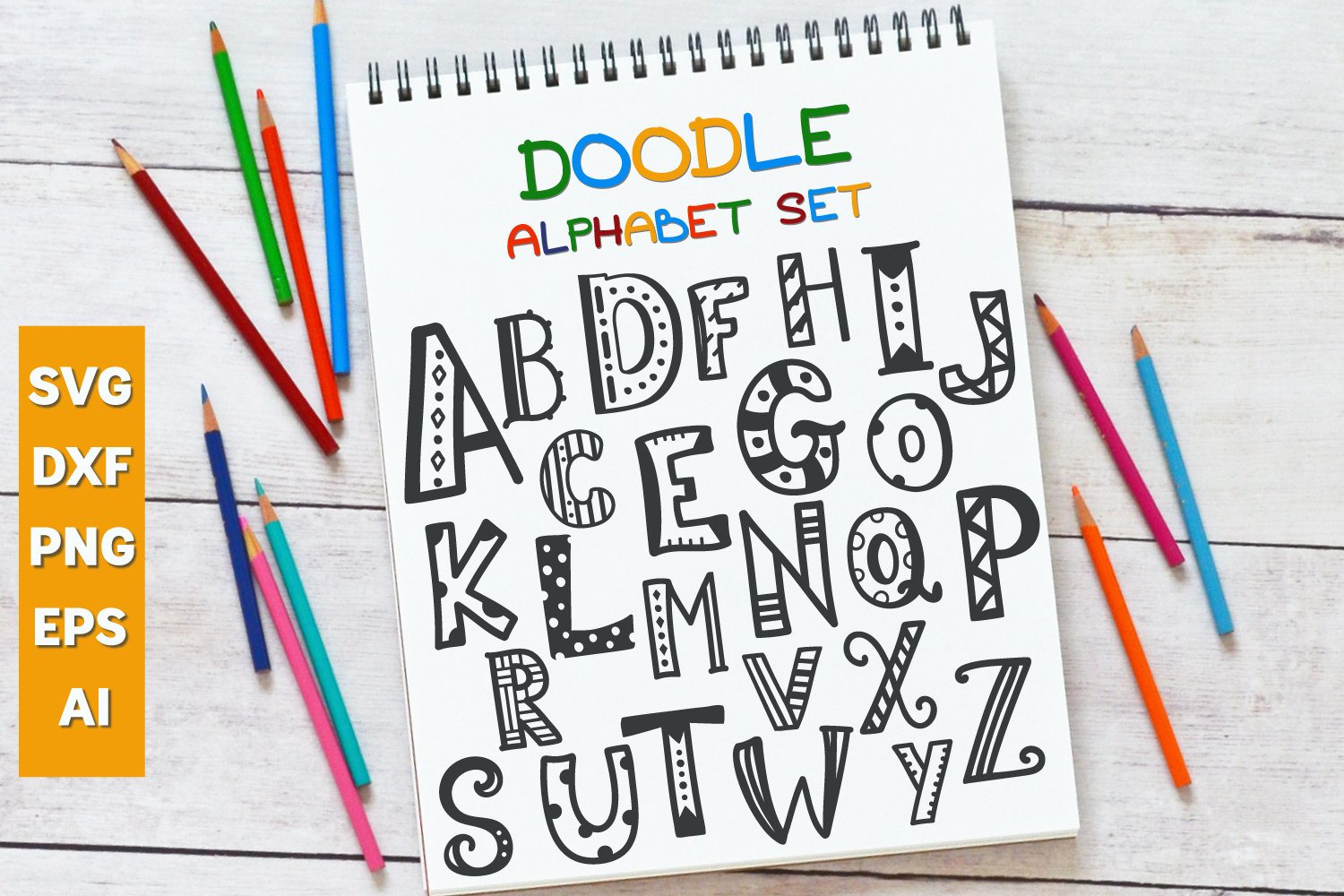 Doodle Alphabet Set, Pattern Alphabet, Vector Alphabet (488842) | SVGs ...