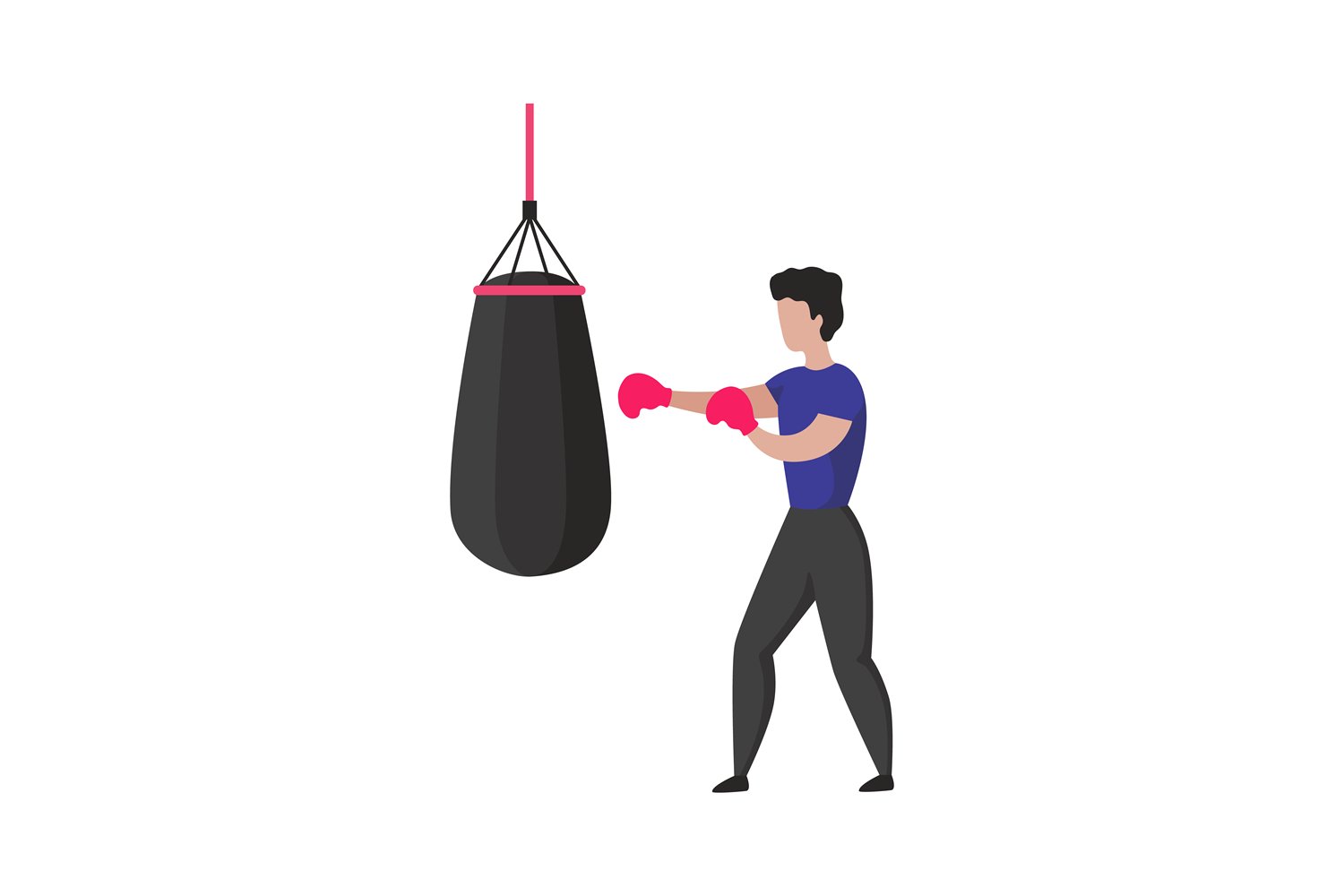 Man boxing. Sport training concept. Cartoon athletic fighter (2238880 ...