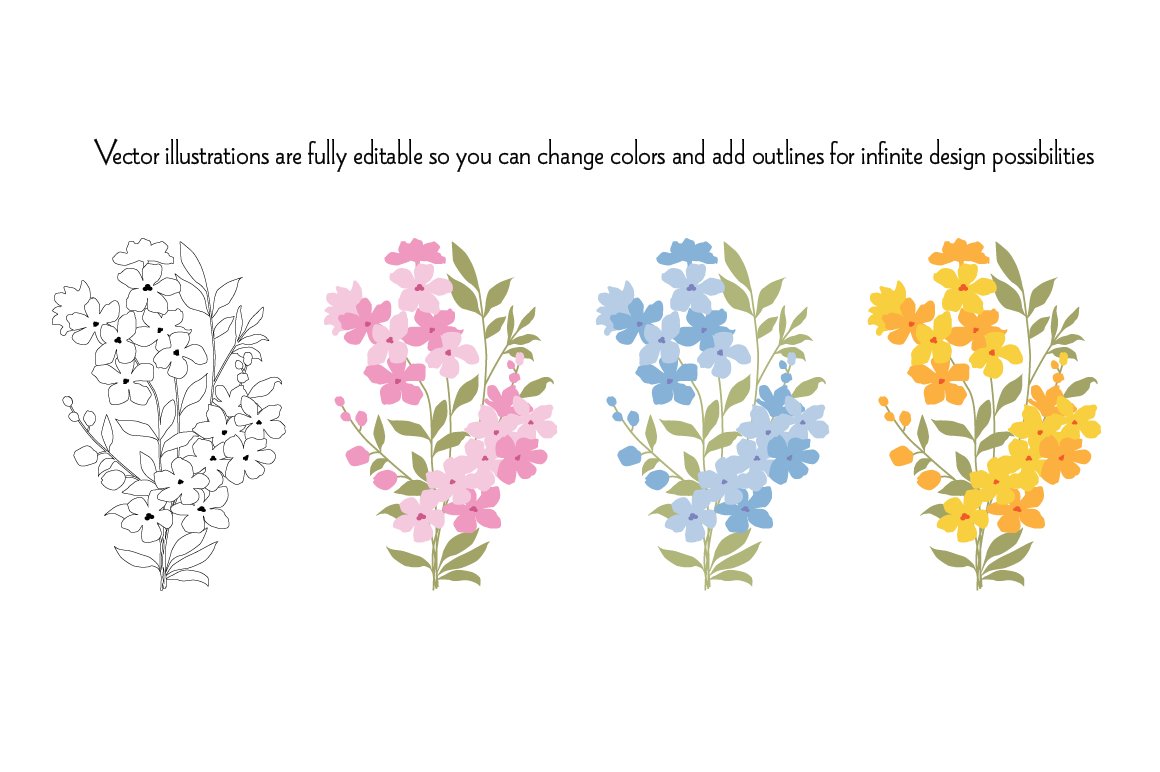 Purple Hand Drawn Flowers (163777) | Illustrations | Design Bundles