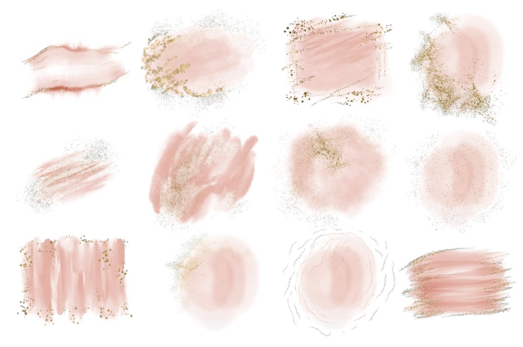 Blush Pink and Gold Glitter PNG Watercolor Backgrounds (483943 ...