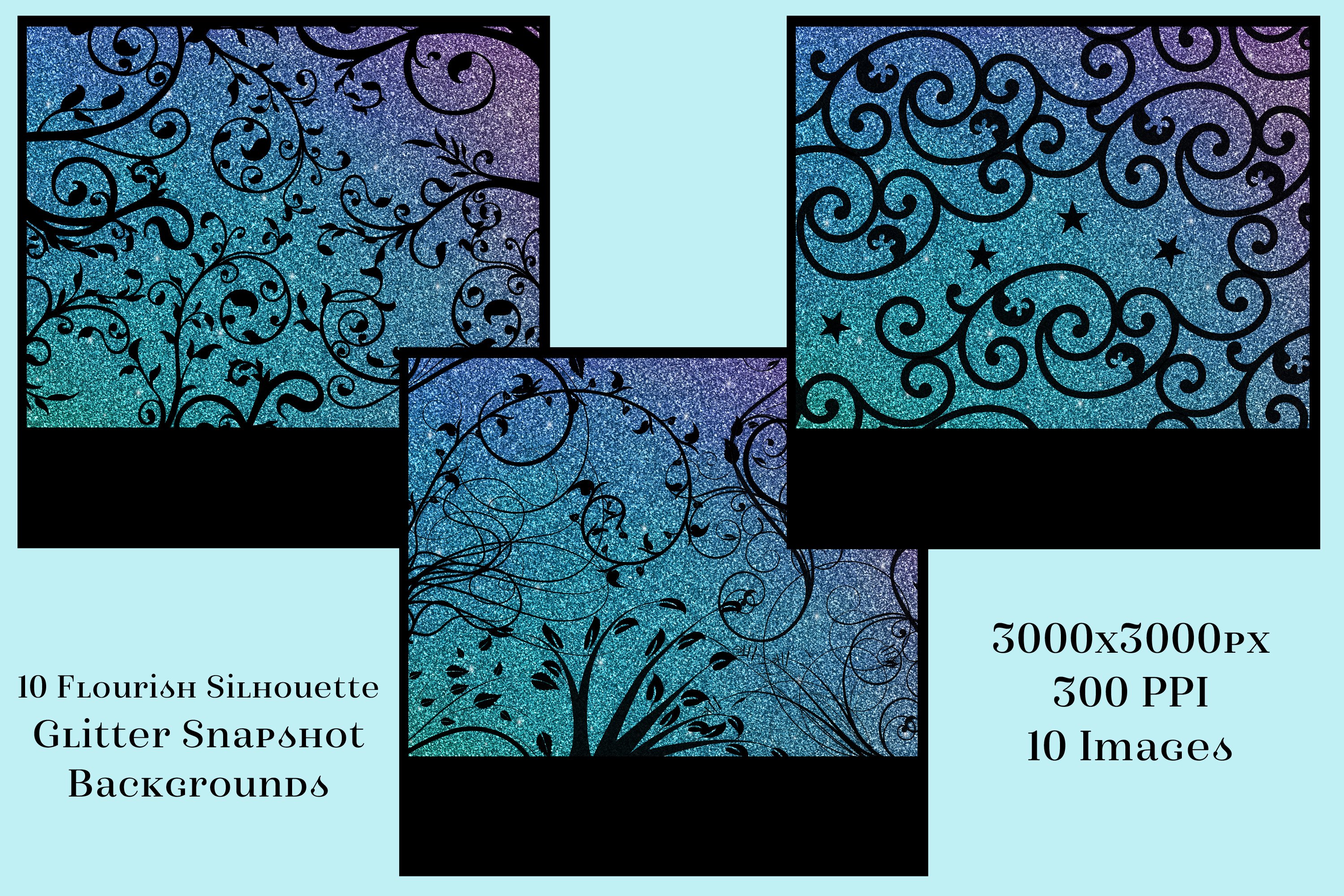 Flourish Silhouette Glitter Snapshot Backgrounds - 10 Images (695853 ...