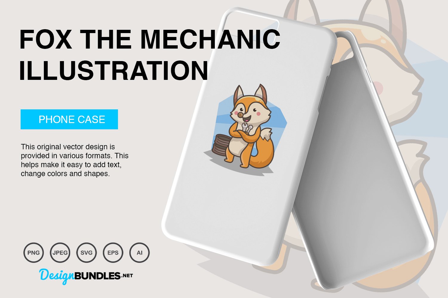 Fox The Mechanic Vector Illustration