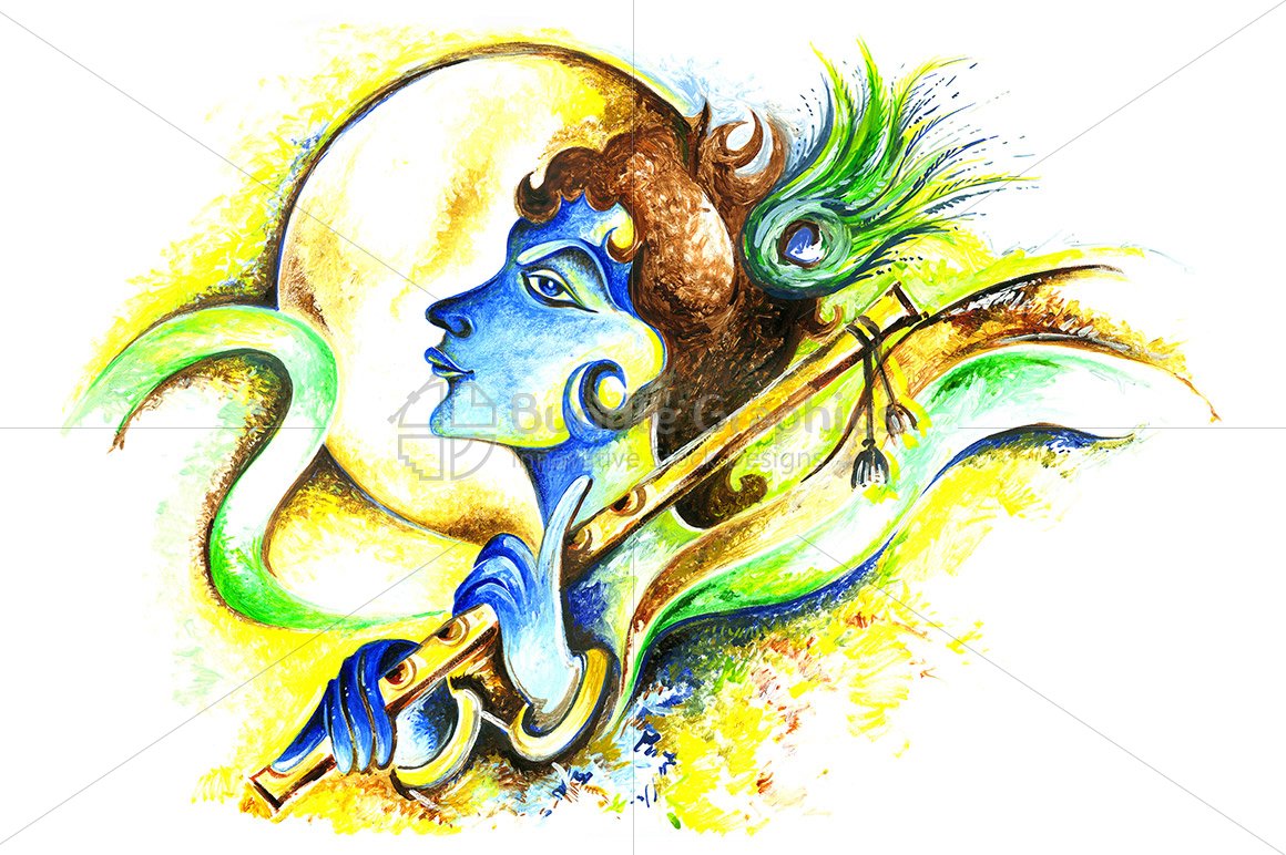 Lord Krishna - Abstract Painting (20713) | Illustrations | Design Bundles