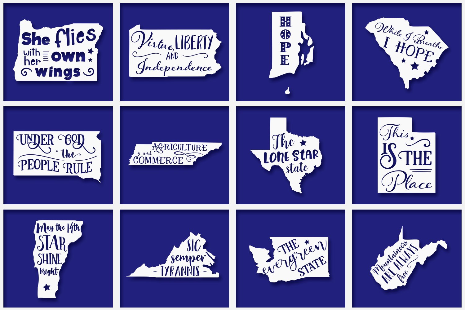 4th of July US States Mottos SVG Bundle | USA Heart SVG (552342) | Cut ...