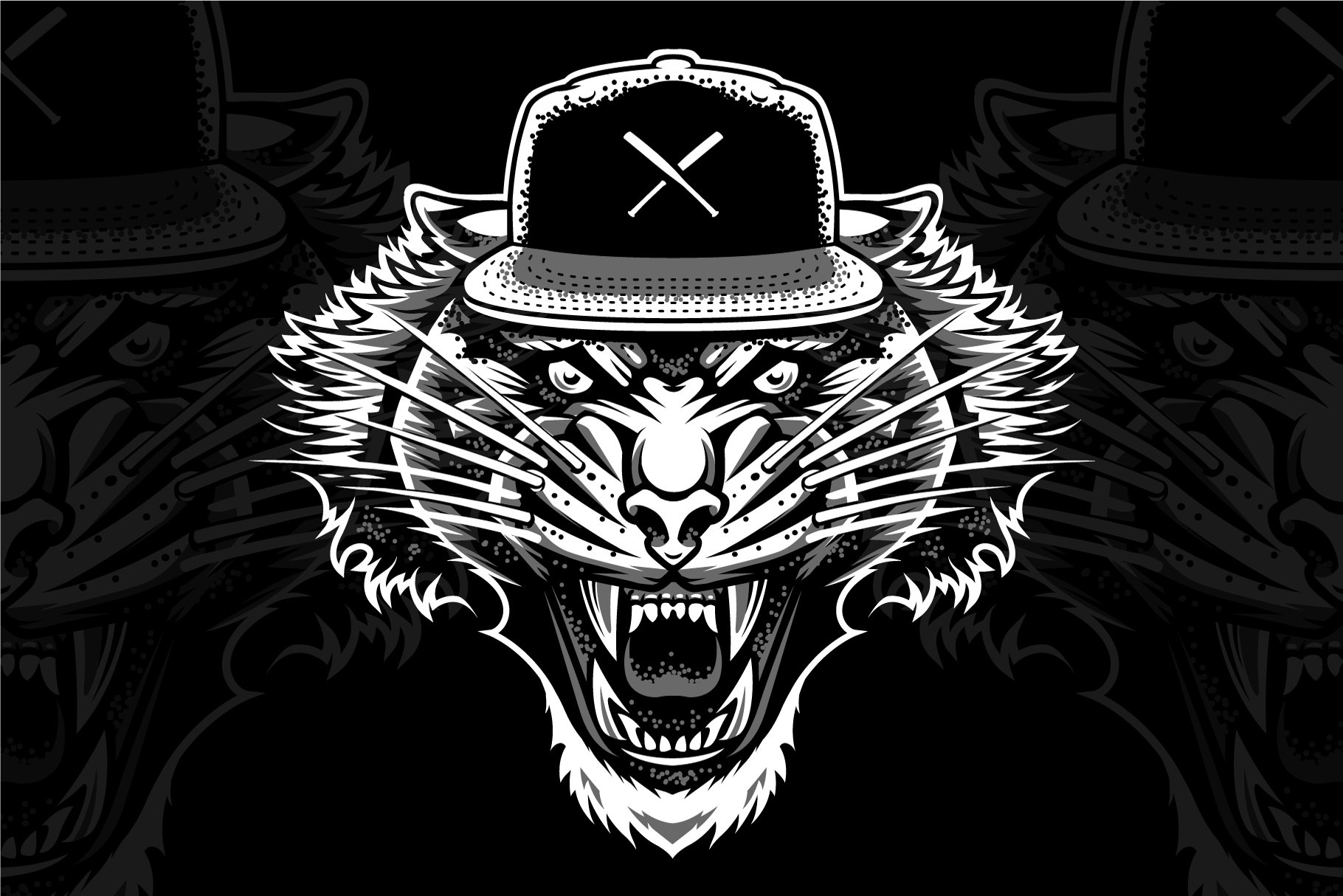Tiger in Snapback Vector Art (265717) | Illustrations | Design Bundles