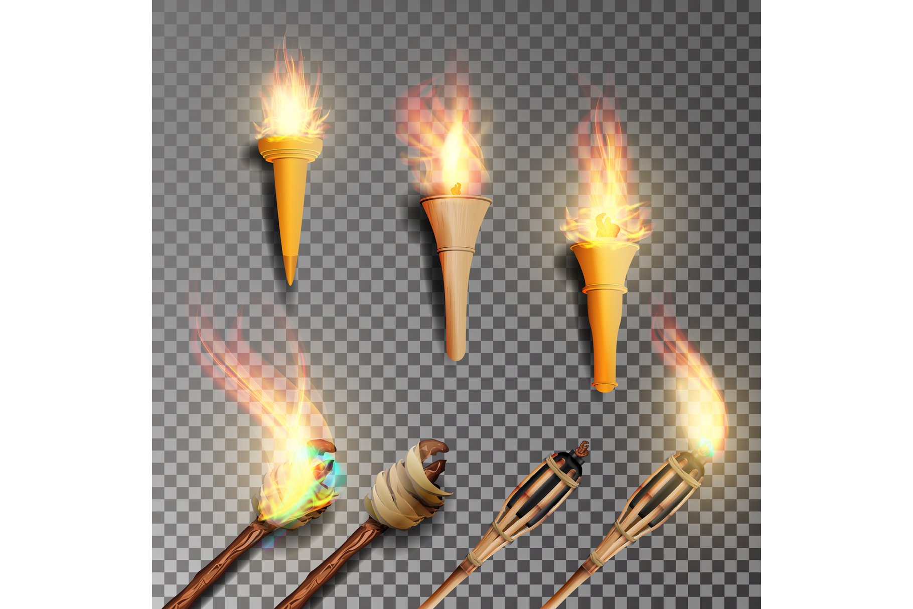 Torch With Flame. Realistic Fire. Realistic Fire Torch (702605 ...
