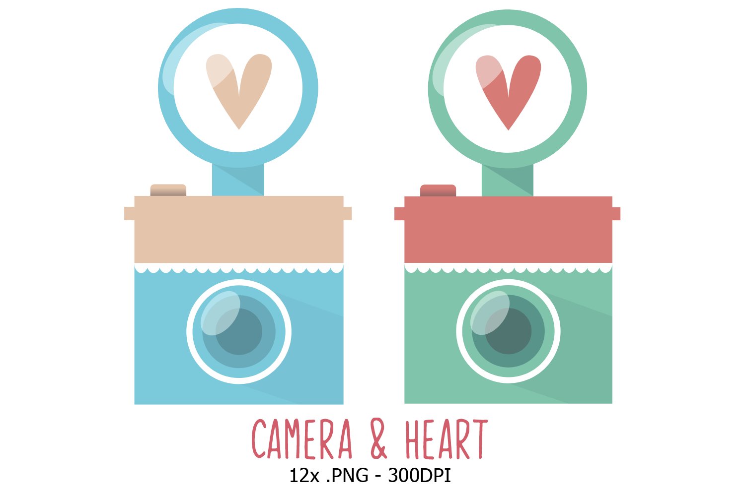 Camera and Heart Clipart (106231) | Illustrations | Design Bundles