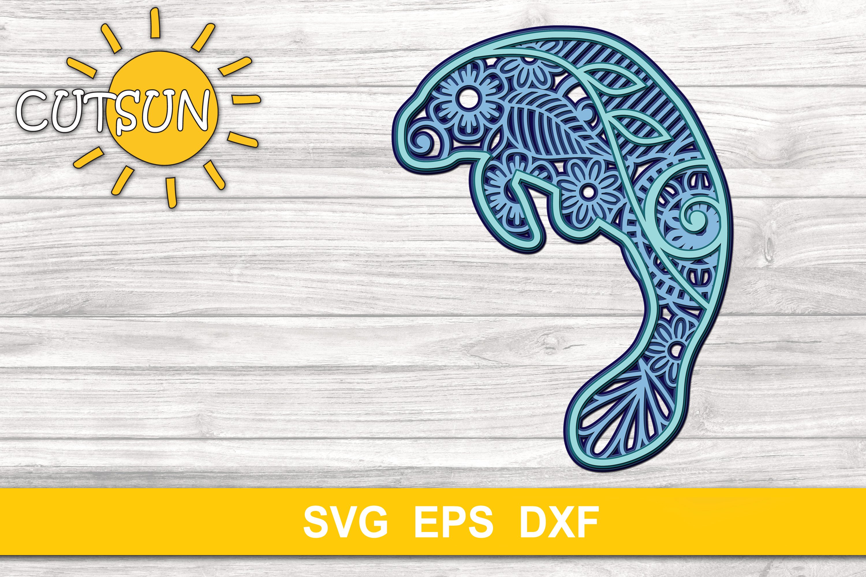 3D Layered Manatee Mandala SVG 5 layers (572233) | Cut Files | Design ...