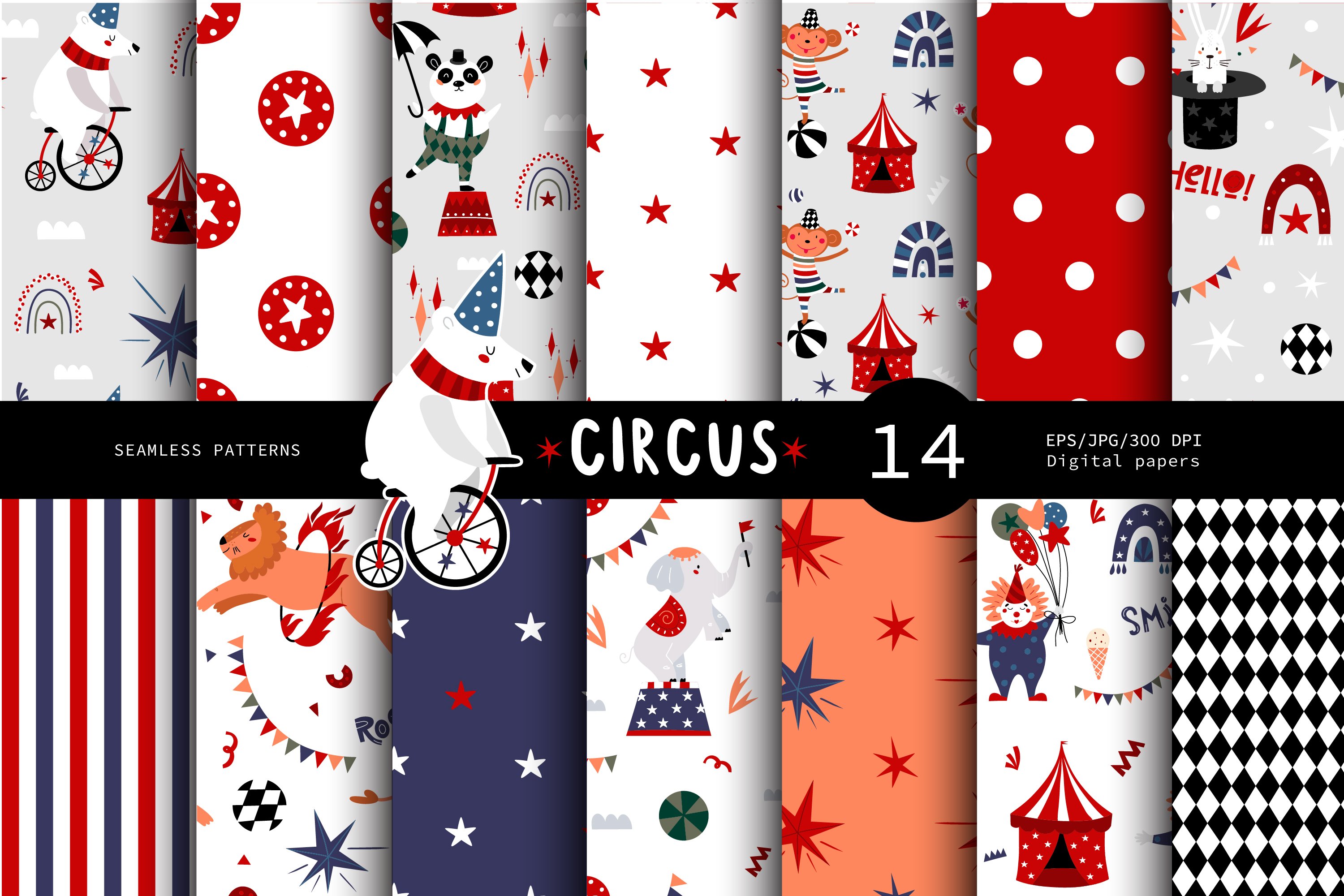 Circus seamless pattern, Children's circus (1361607) | Patterns ...