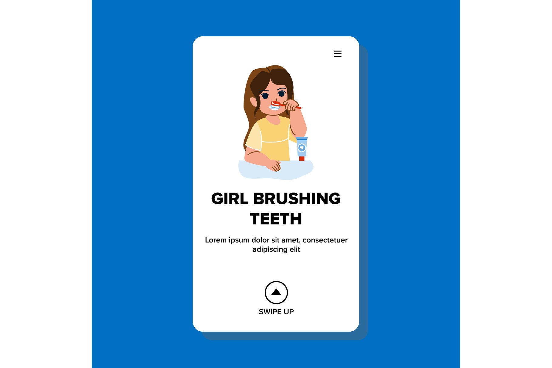 kid girl brushing teeth vector (2235929) | Icons | Design Bundles