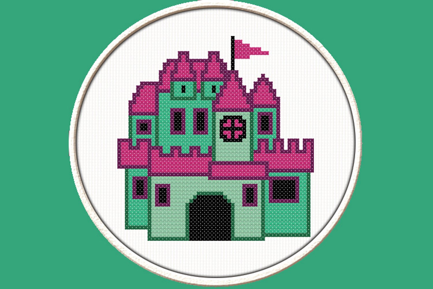Turquoise Castle - PDF Cross Stitch Pattern (1517039) | Cross Stitch ...