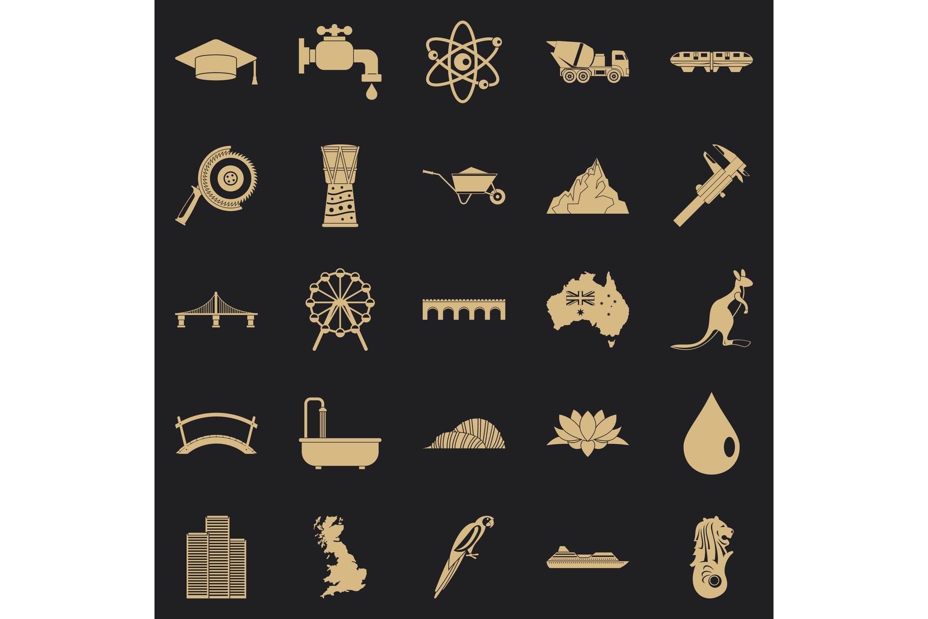 Crossing icons set, simple style (499797) | Icons | Design Bundles