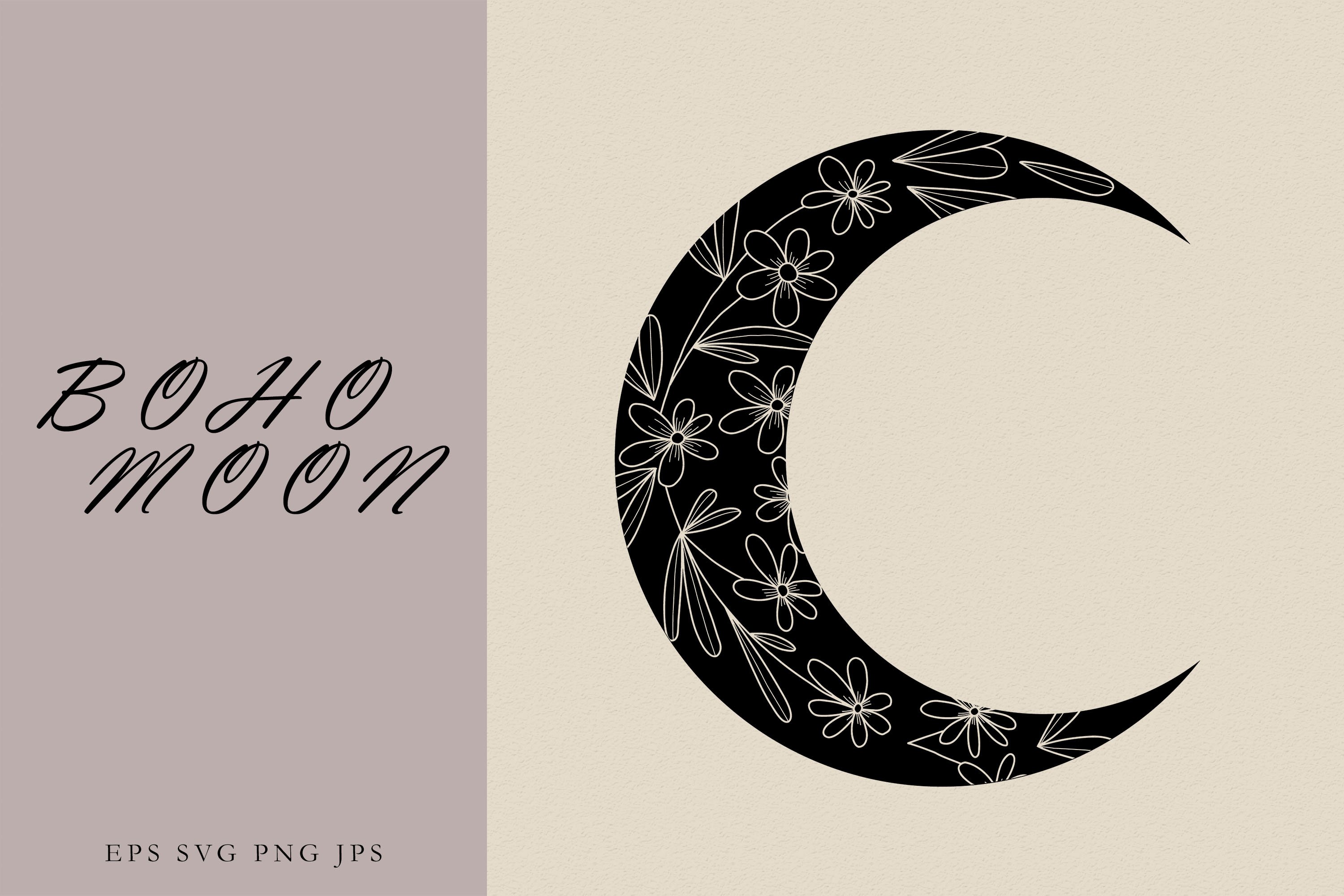 Boho moon SVG (1814439) | SVGs | Design Bundles