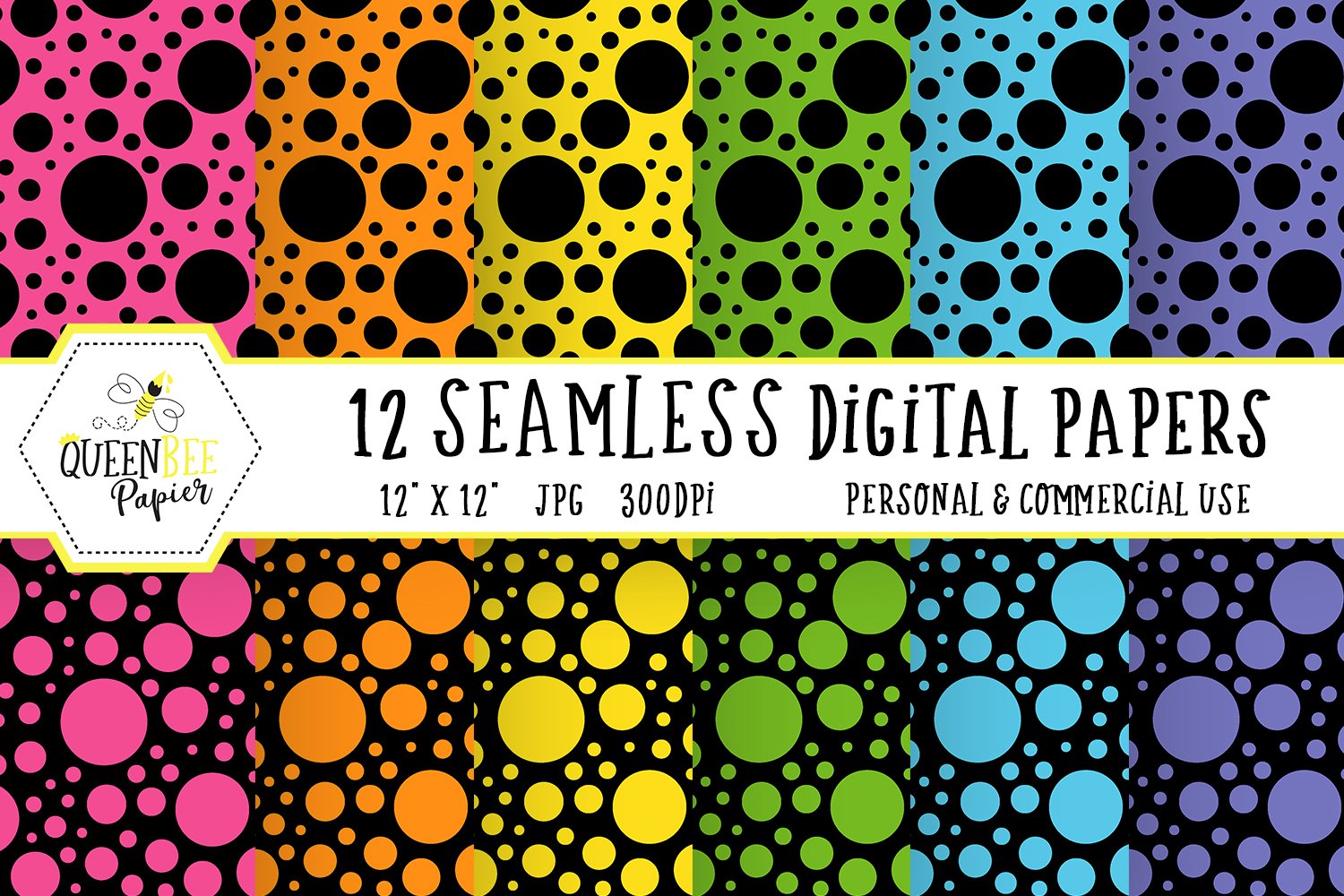 Polka Dot Digital Paper, Rainbow Polka Dot Background (1252083 ...