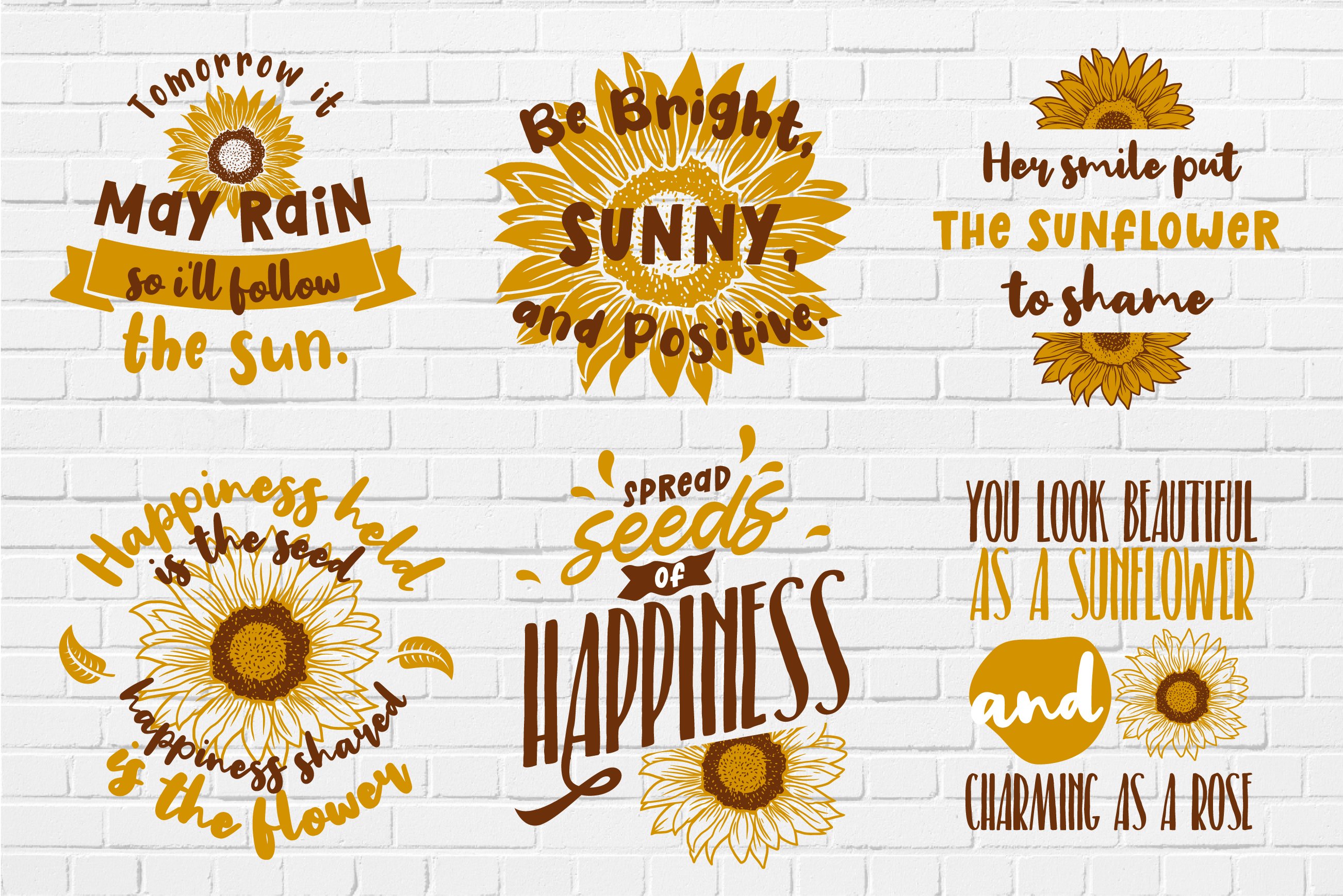 24 sunflower quote & motivation design (1176665) | Cut Files | Design ...