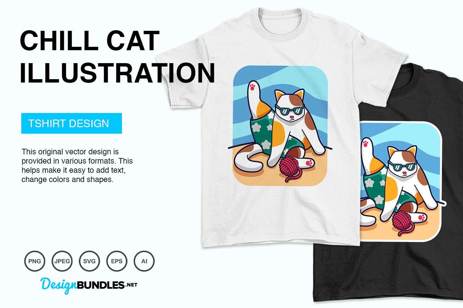 Chill Cat Illustration Vector Illustration