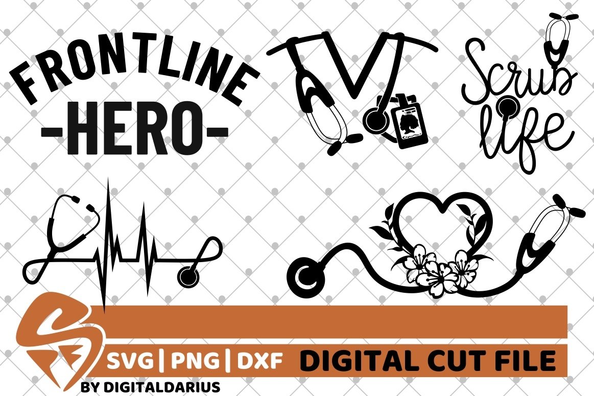 20x Nurse Designs Bundle svg, Frontline Hero svg, Medical (534632 ...