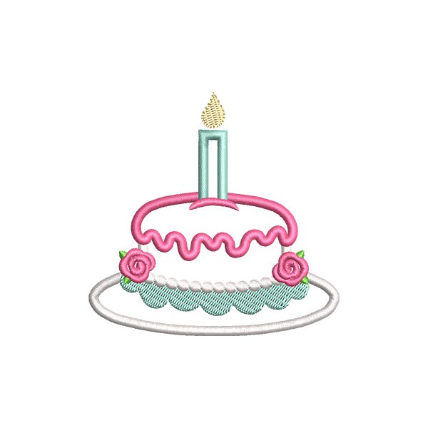 Floral Cake Applique (70009) | Embroidery Designs | Design Bundles