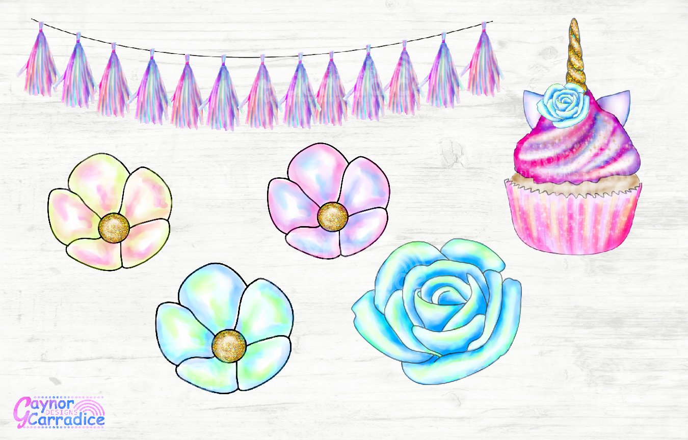 Unicorn Party clipart collection (90060) | Illustrations | Design Bundles