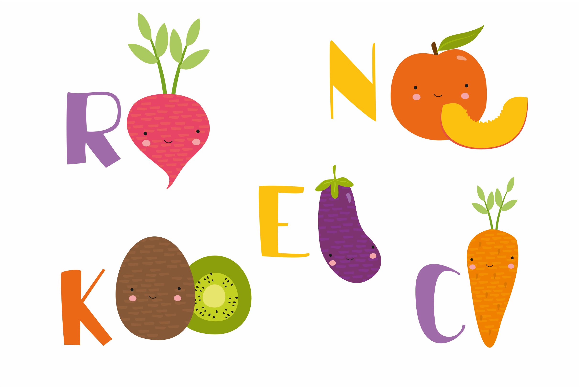Alphabet vegetables and fruits kids (81491) | Illustrations | Design ...