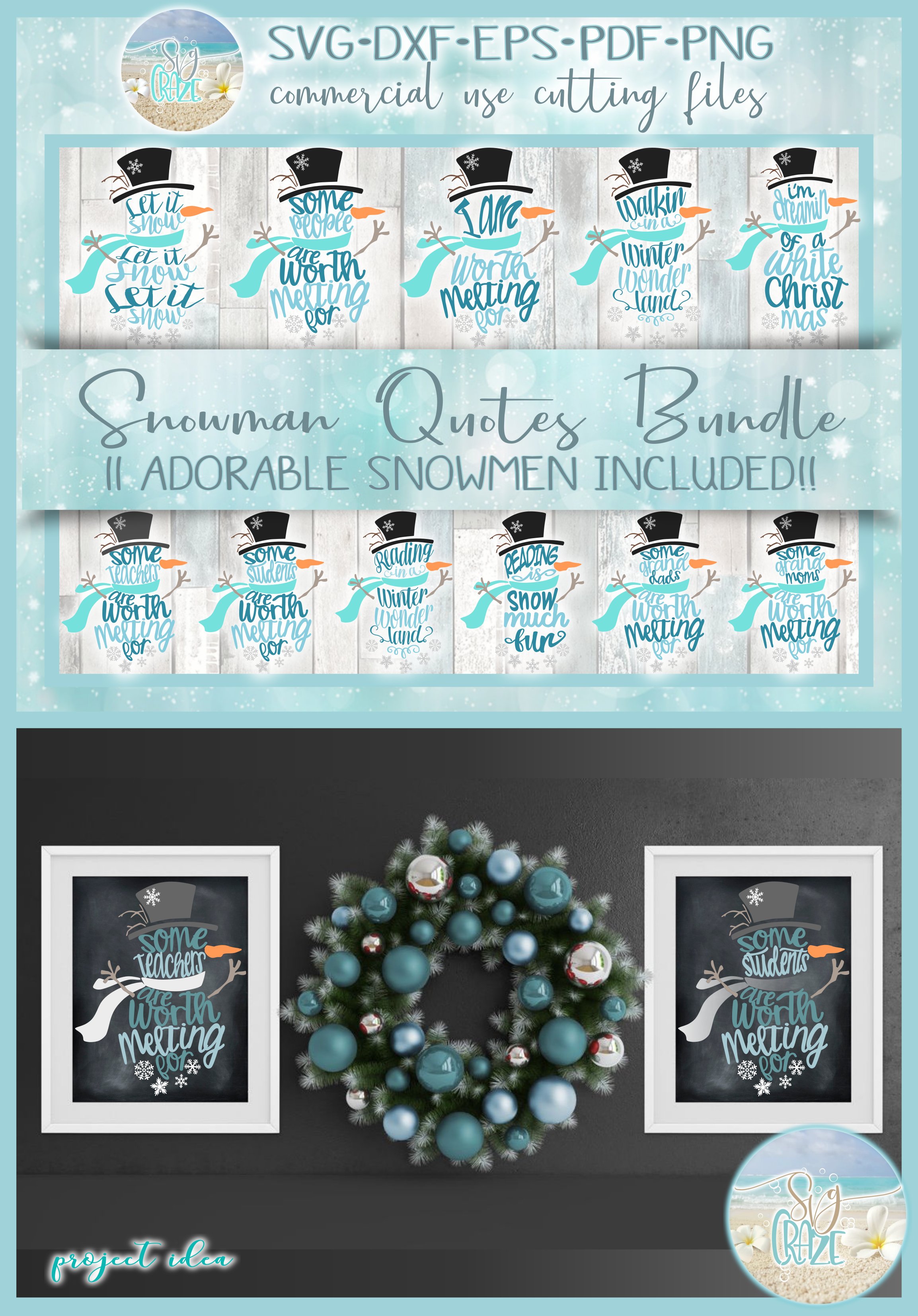 Snowman Quotes Bundle SVG (144005) | SVGs | Design Bundles
