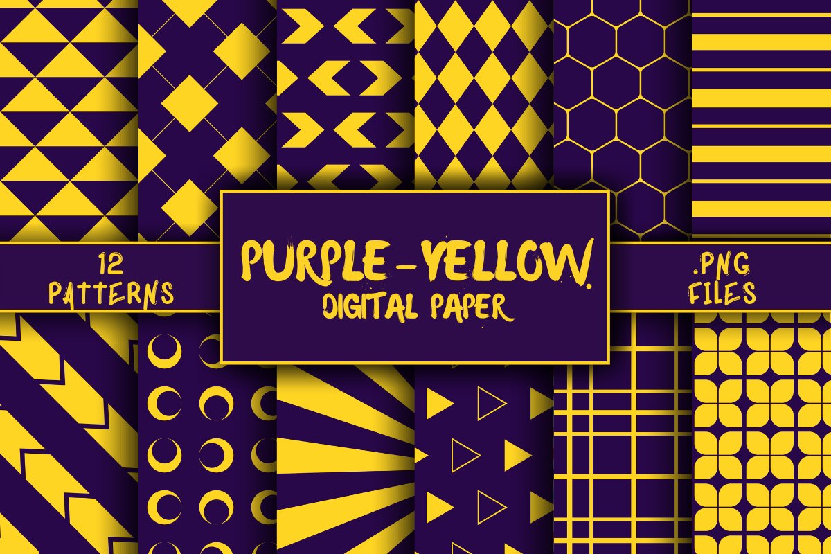 Purple-Yellow Pattern Digital Paper (1057319) | Patterns | Design Bundles