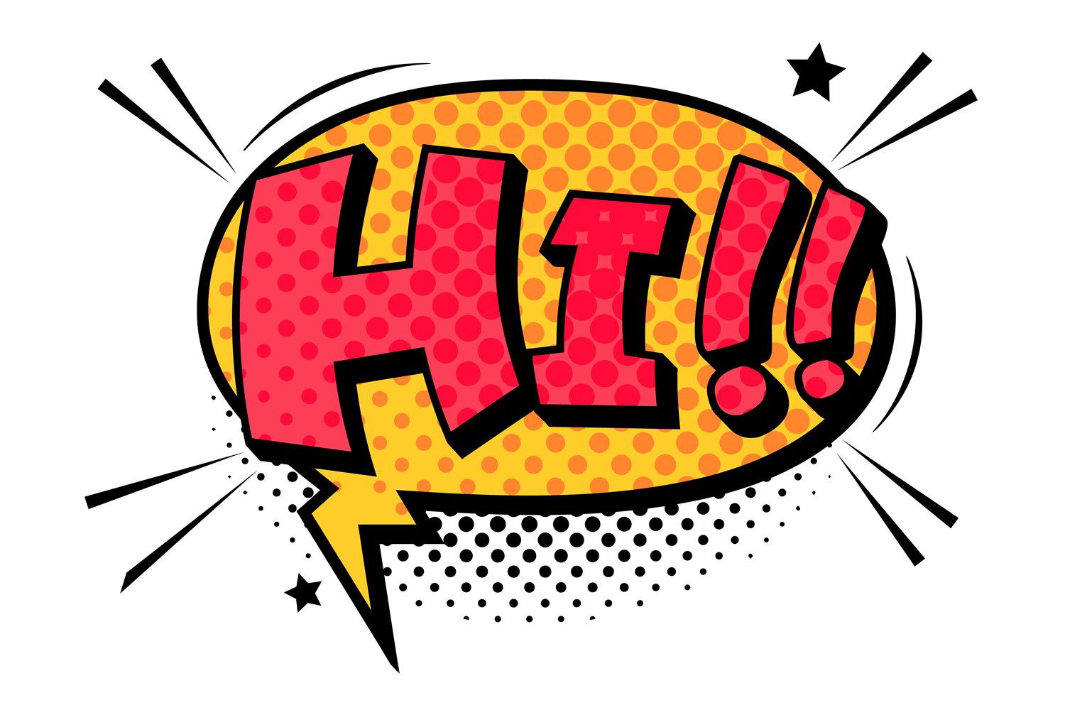 Hi phrase in cartoon style pop art design (1745475) | Illustrations ...