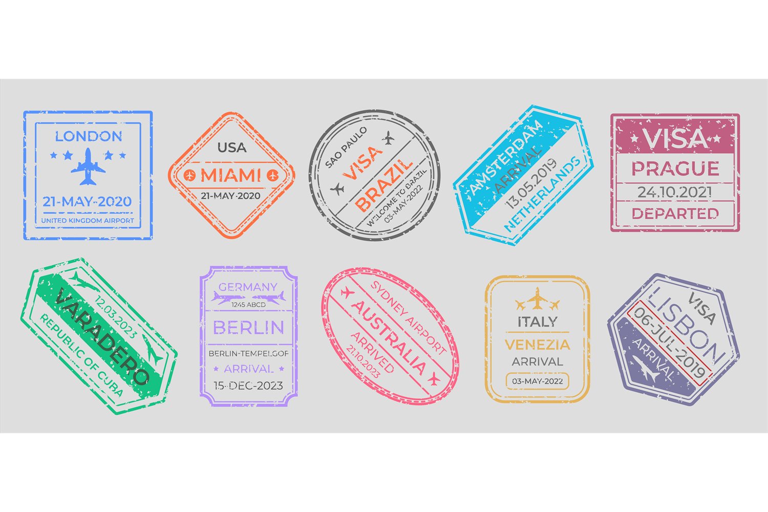 Passport Stamps Clipart