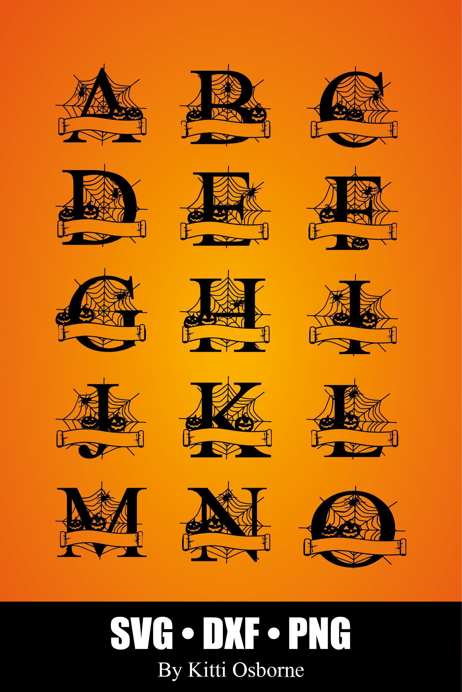 Halloween Split Monograms A-Z (329082) | Monograms | Design Bundles