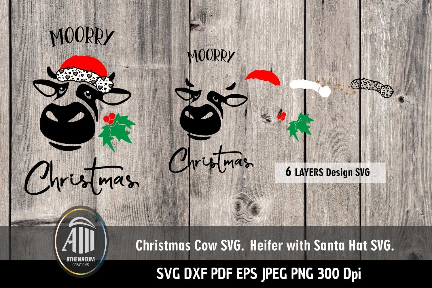 Christmas cow SVG| Heifer SVG| Santa Hat| Moorre Christmas (1059156 ...