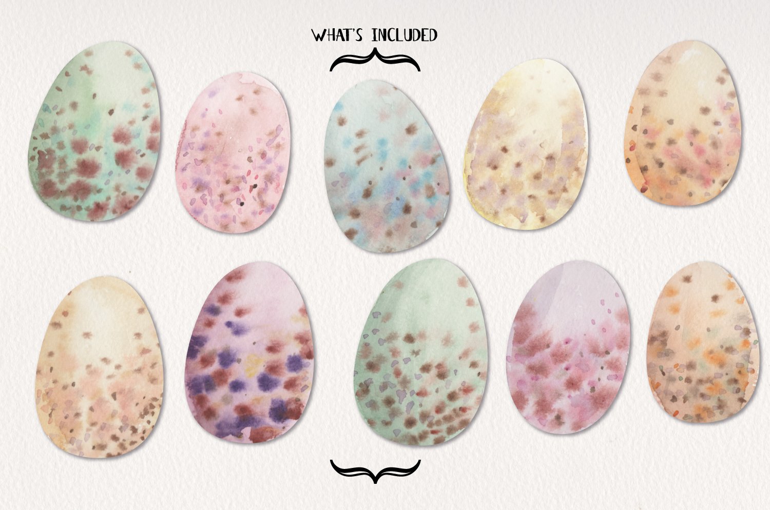 Speckled Eggs Watercolors Spring Painted Easter Chicks Hen