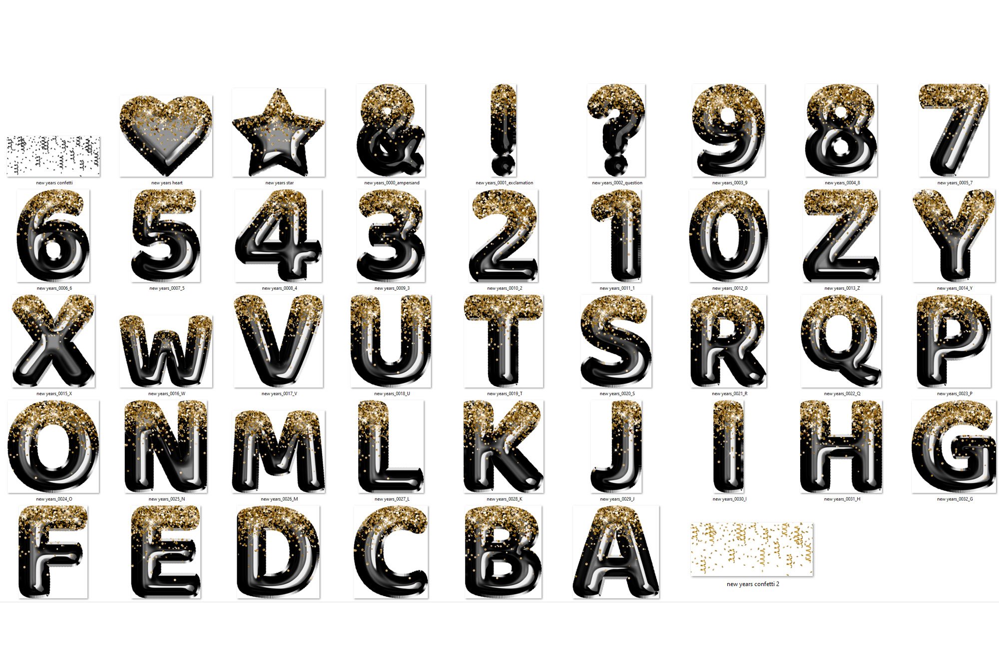 New Years Foil Balloon Alphabet Clipart (1138494) | Illustrations ...