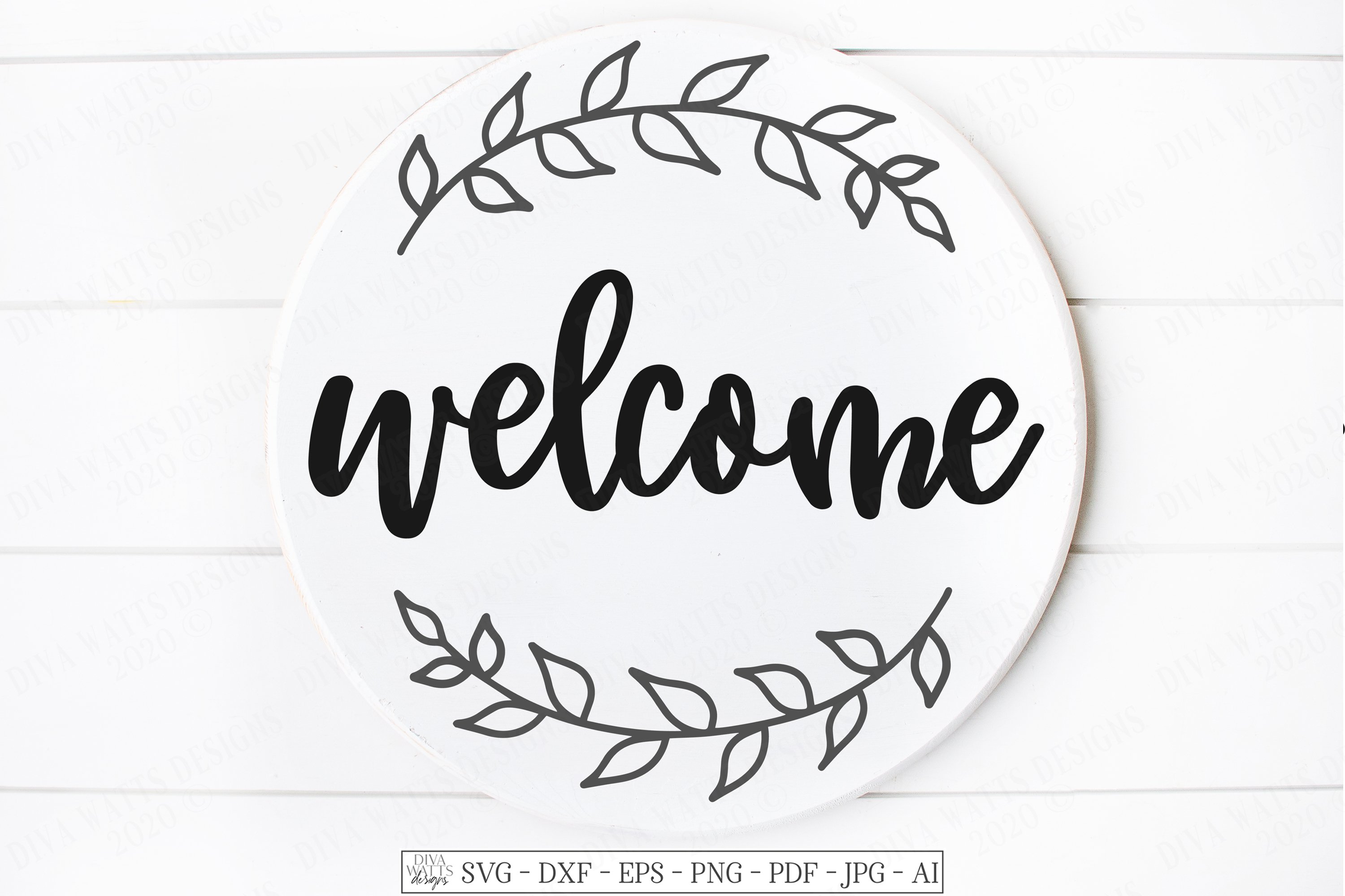 Welcome SVG | Round Circle | Farmhouse Wreath | SVG DXF EPS (574277 ...