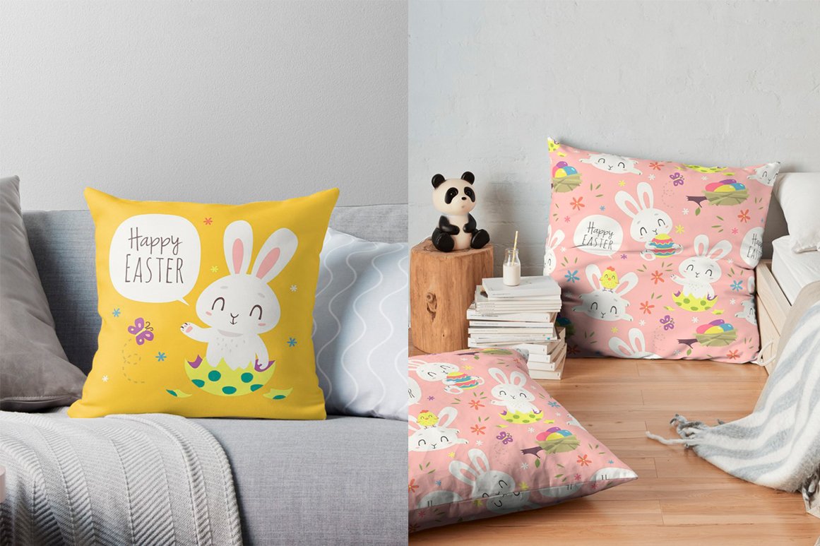 Easter Bunny Cartoon Set (63108) | Decorations | Design Bundles