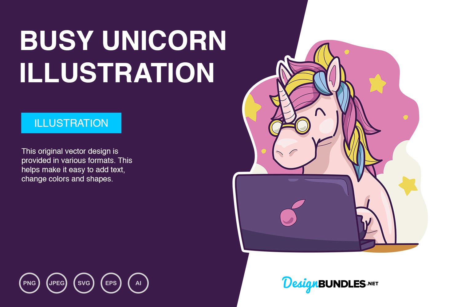Busy Unicorn Vector Illustration