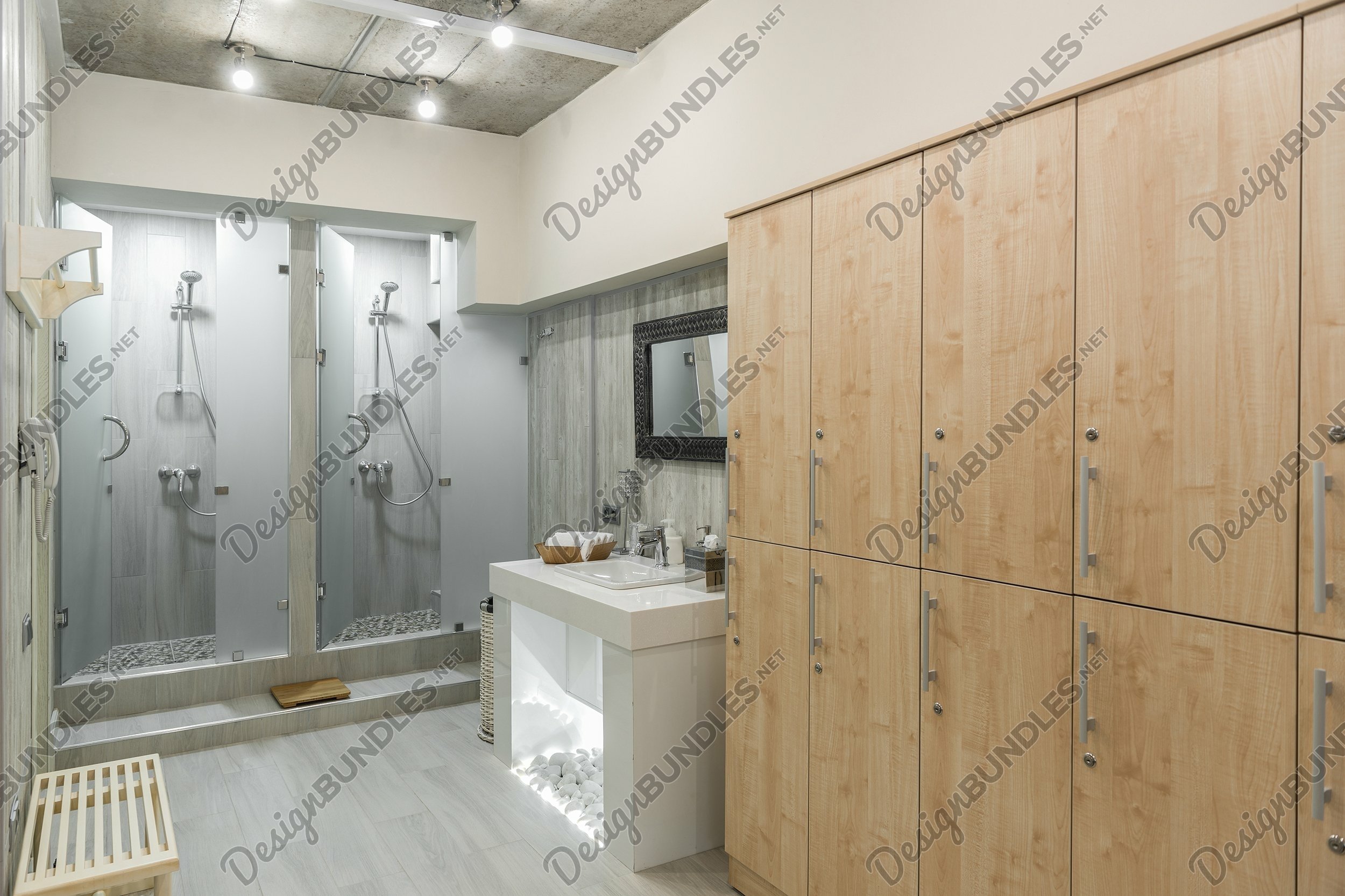 Modern shower room interior with wardrobes (1165846) | Architecture ...
