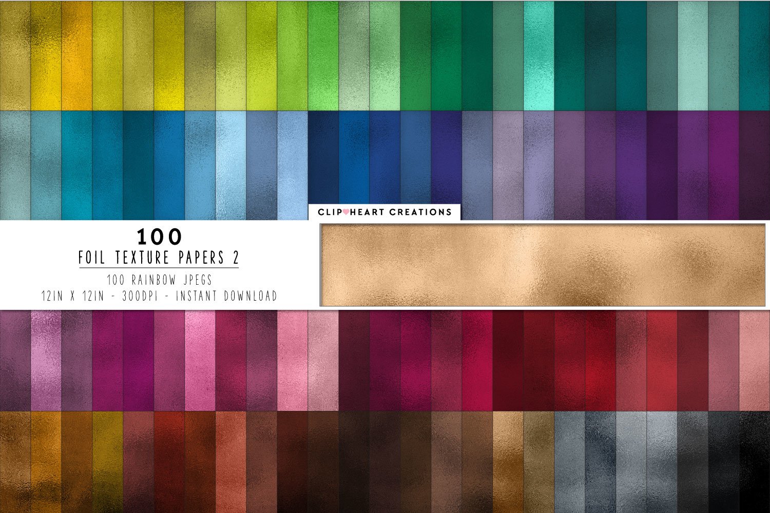 100 Foil Digital Papers in Rainbow Colors (549767) | Backgrounds ...