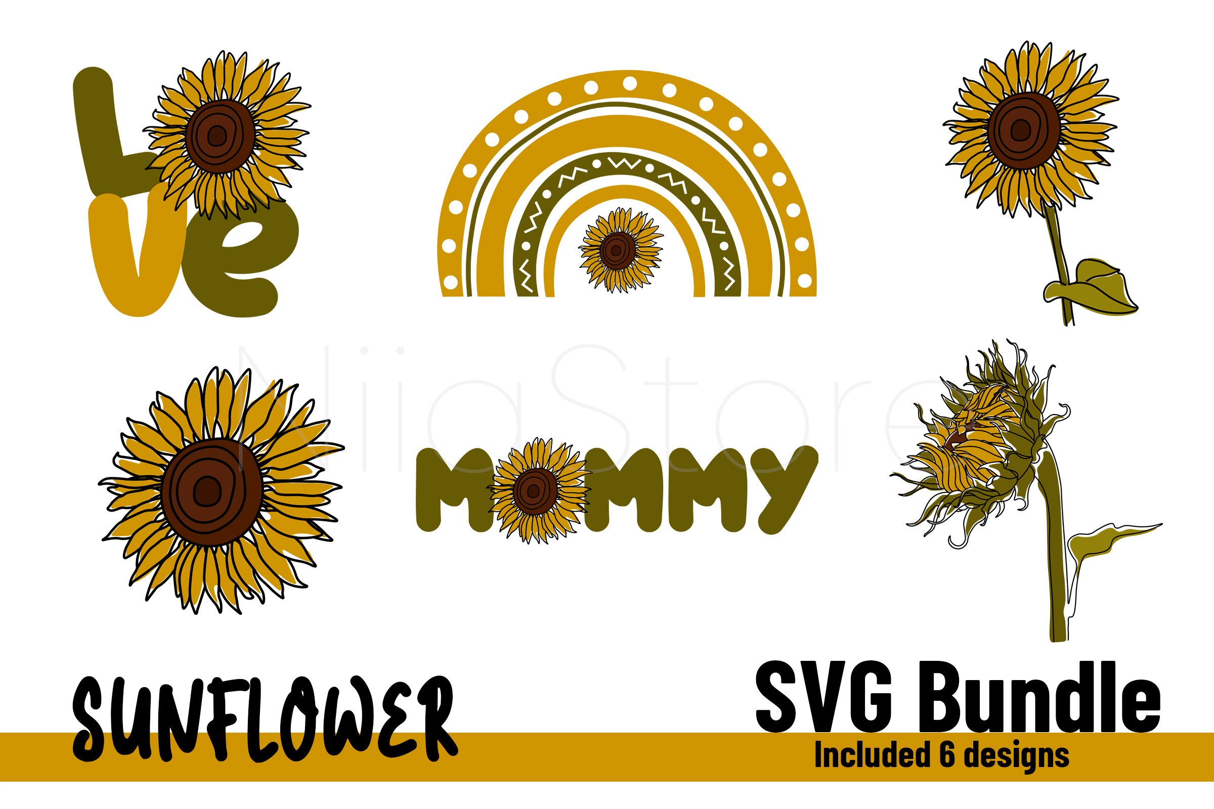 Sunflower SVG Bundle, Flower SVG, Sunflower Sublimation (1290908 ...