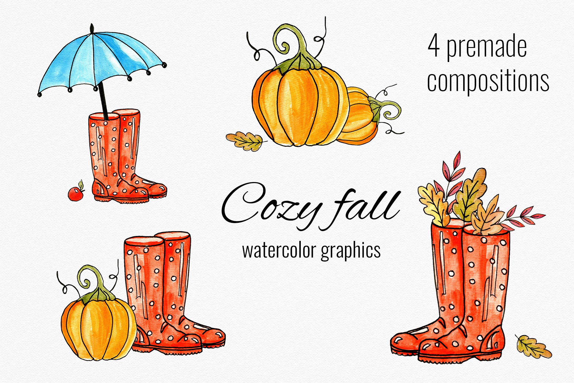 Cozy fall watercolor set. (572901) | Illustrations | Design Bundles