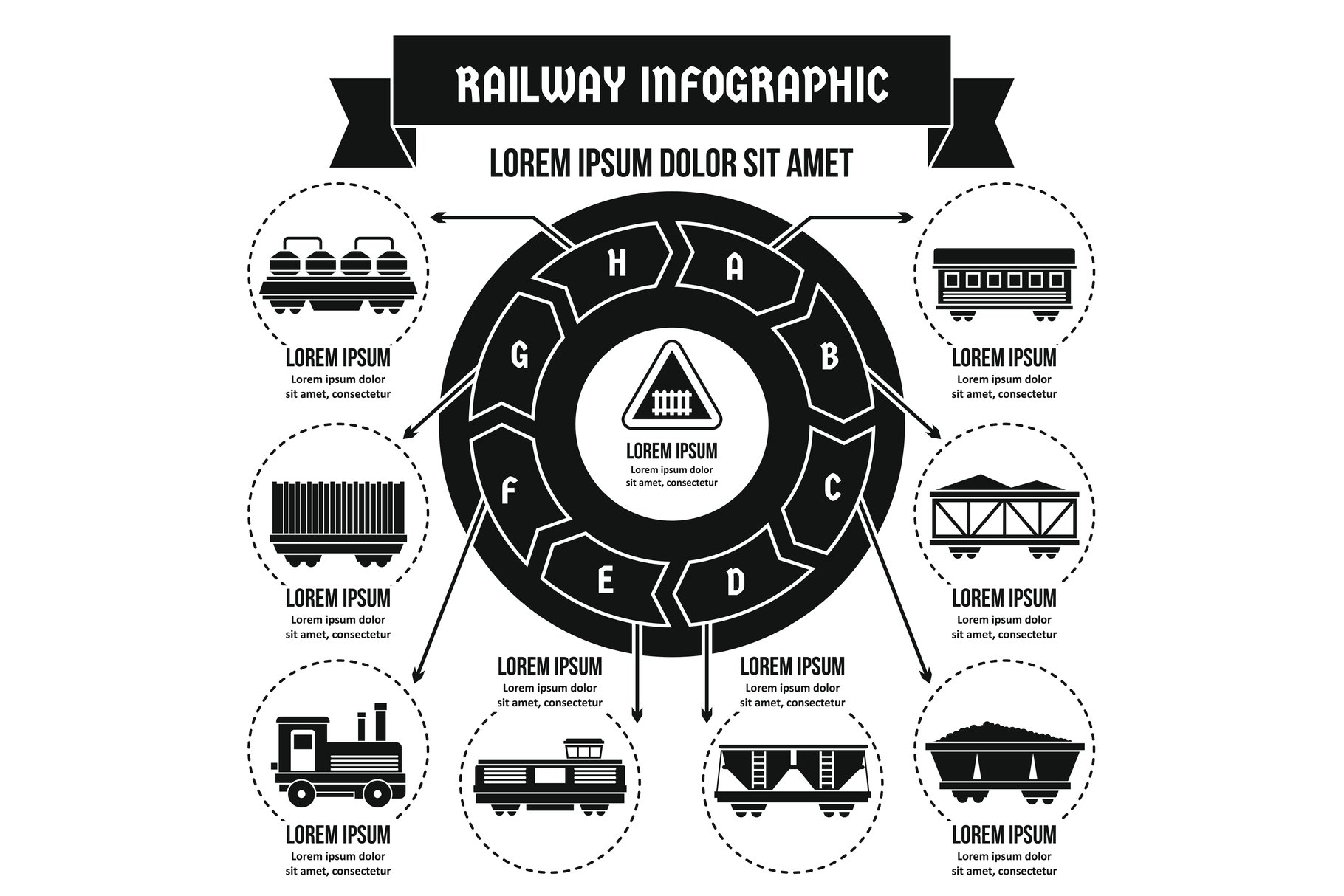 Railway infographic concept, simple style (308257) | Icons | Design Bundles