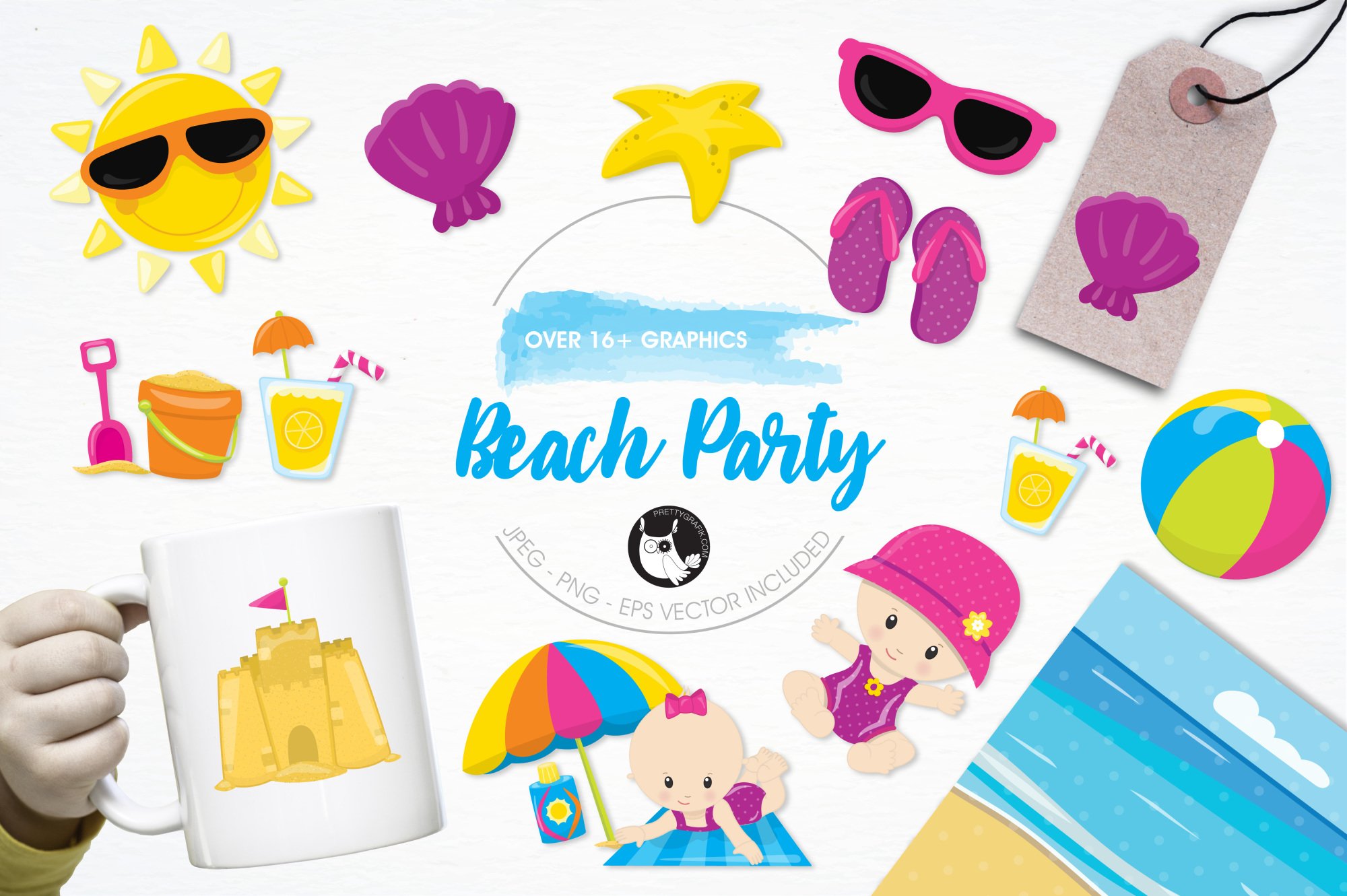 Beach Party graphics and illustrations (14515) | Illustrations | Design ...