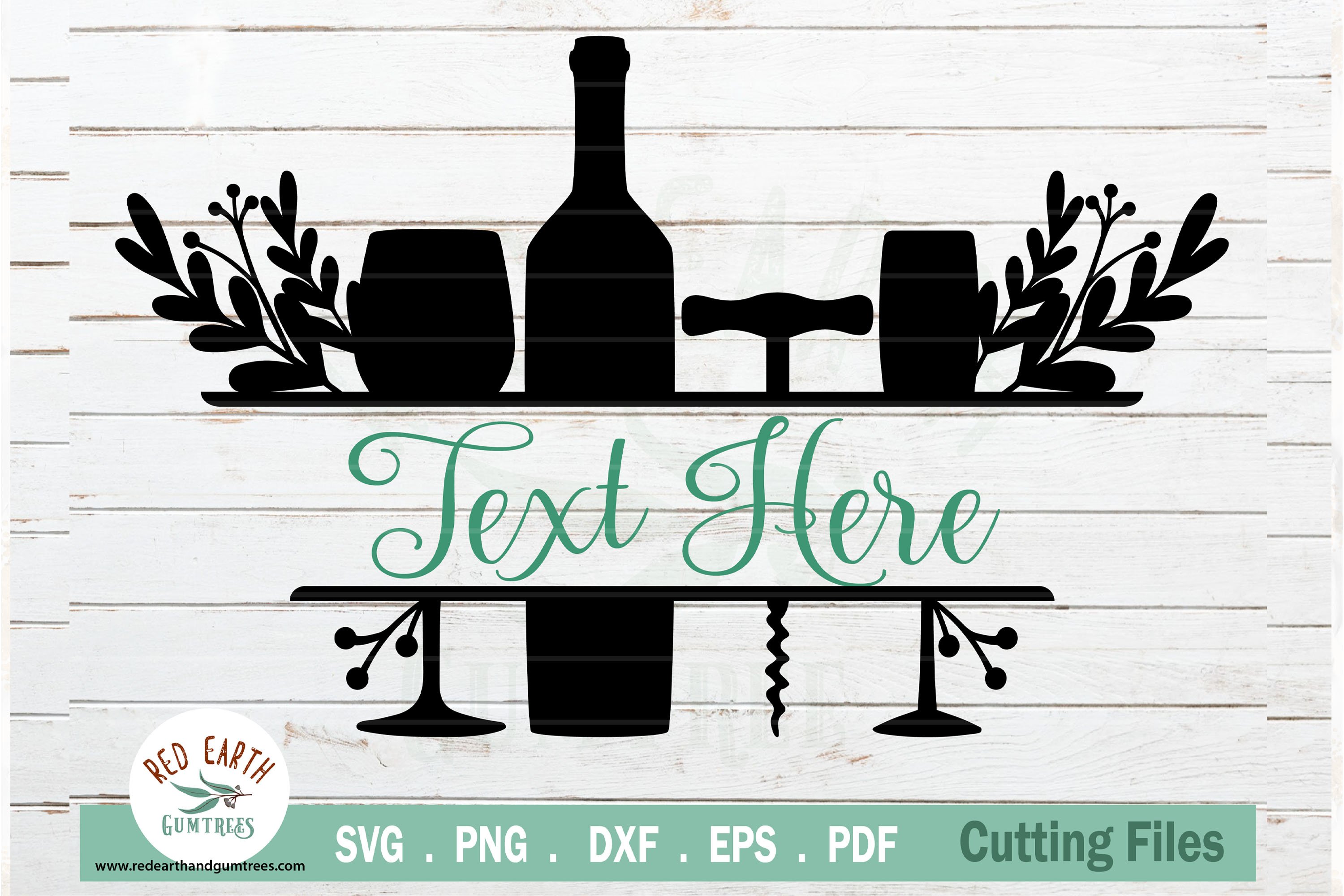 Wine floral split monogram frame decal in SVG,DXF,PNG,EPS (752207 ...