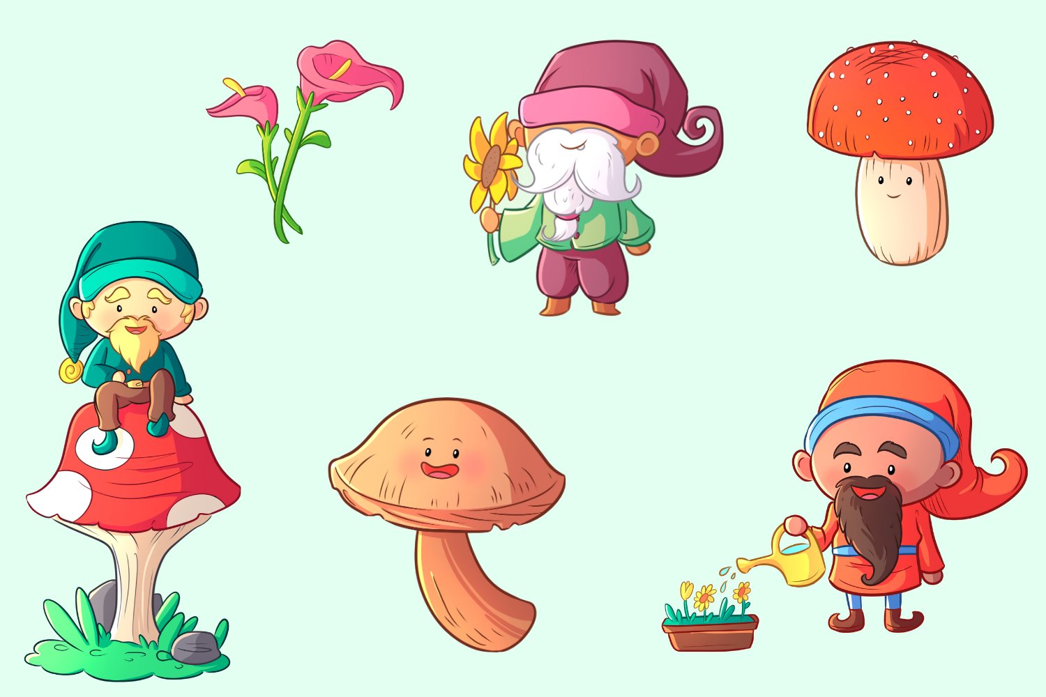 Gnome Boys Clip Art Collection (541066) | Illustrations | Design Bundles