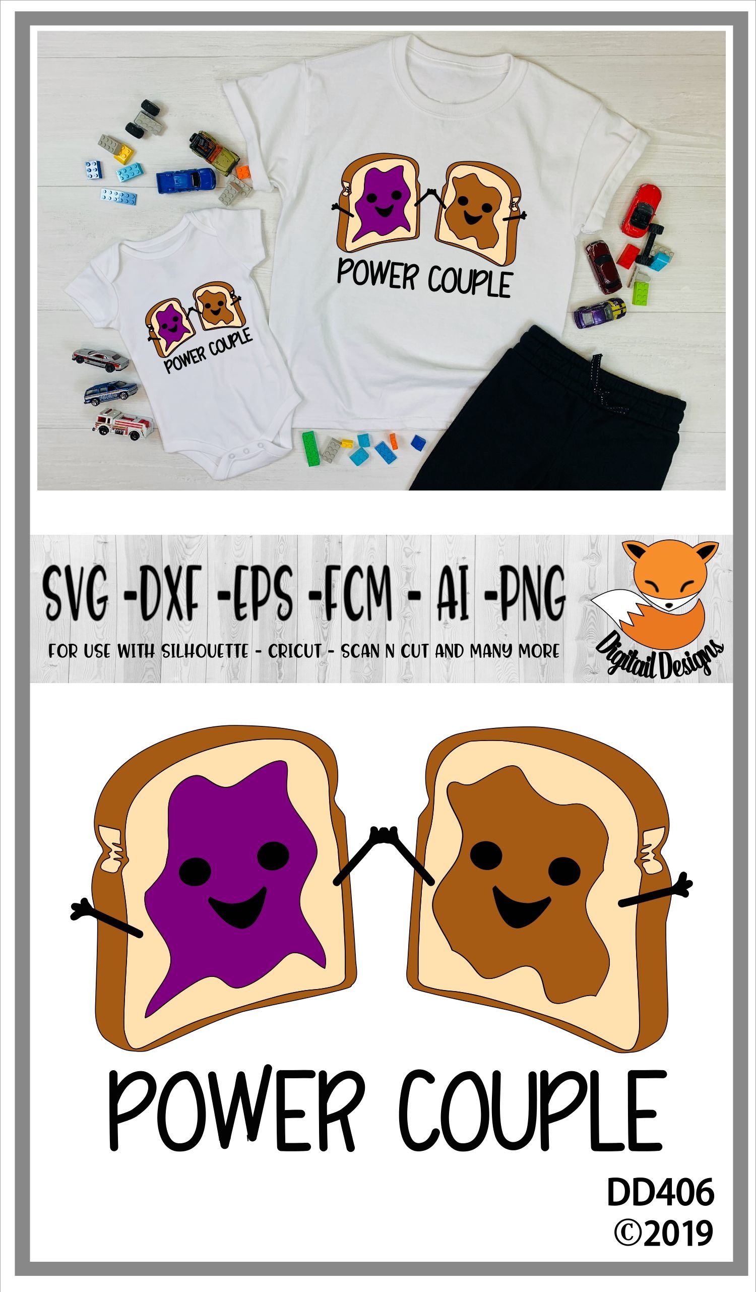 PB & J Power Couple SVG (95560) | Cut Files | Design Bundles