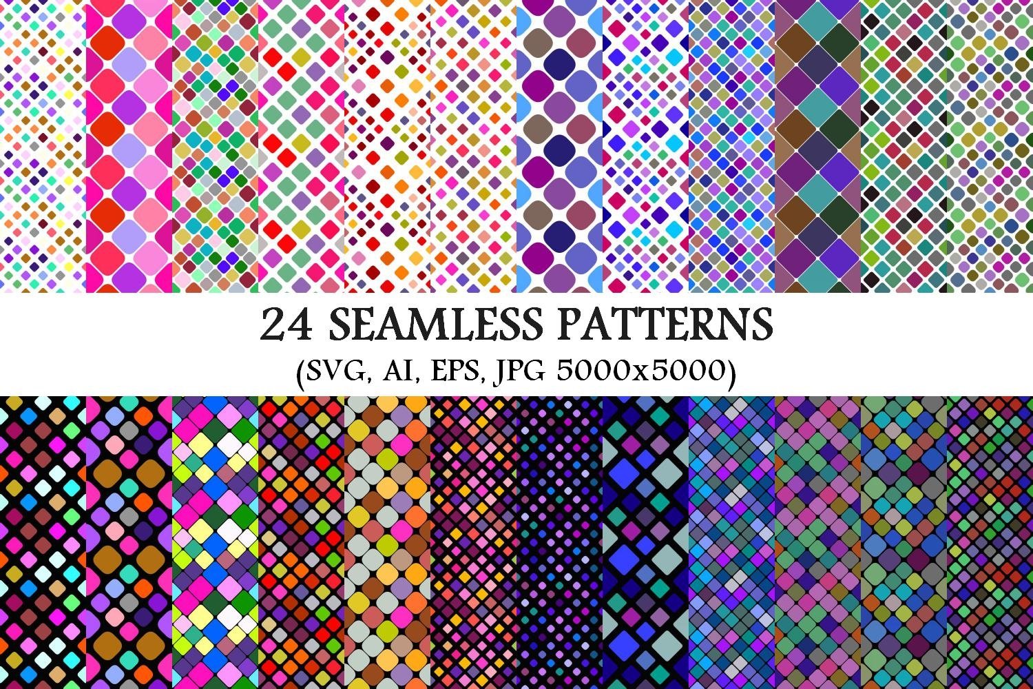 24 Seamless Colorful Square Patterns (317188) | Patterns | Design Bundles