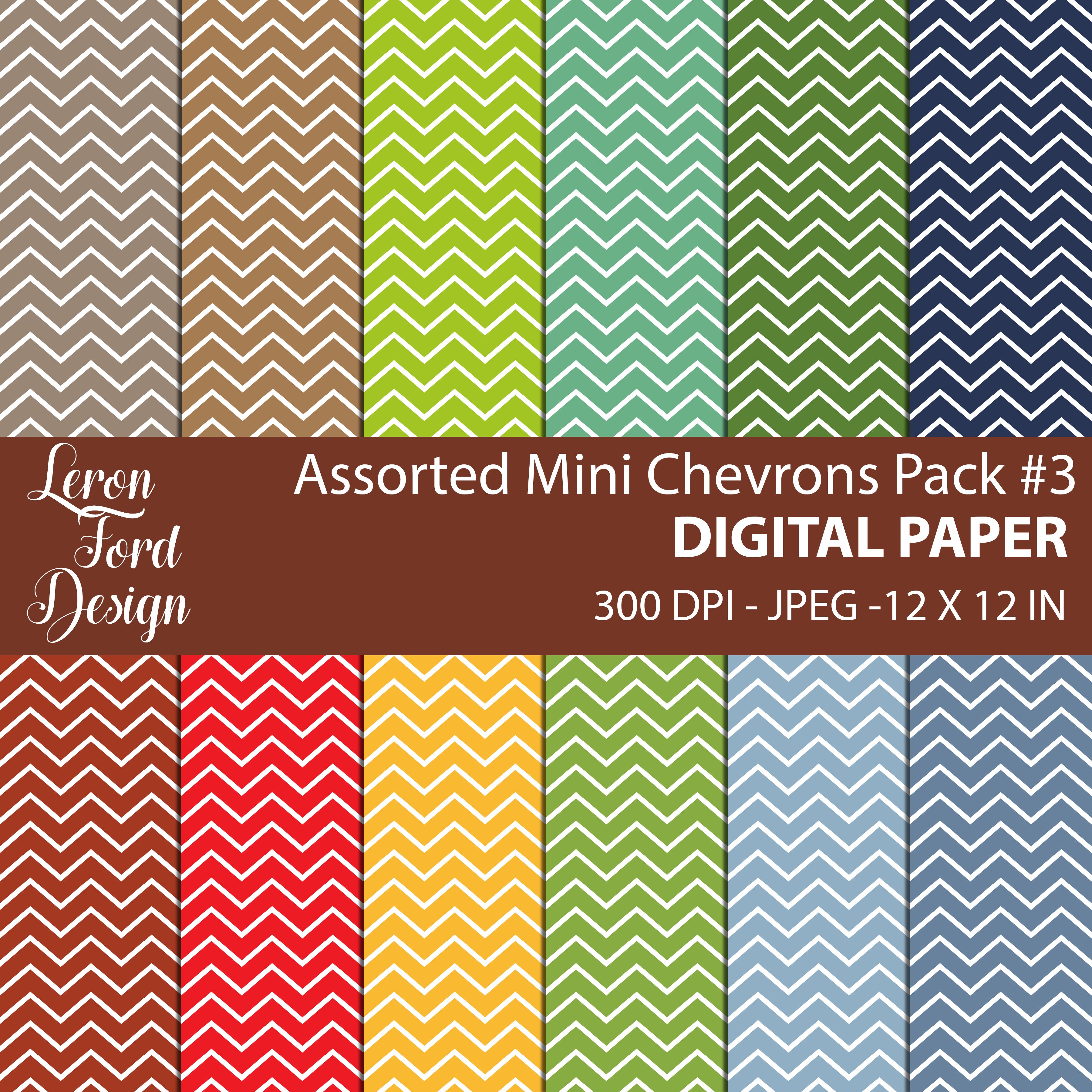 Assorted Mini Chevrons Pack #3 Digital Paper (53135) | Backgrounds ...