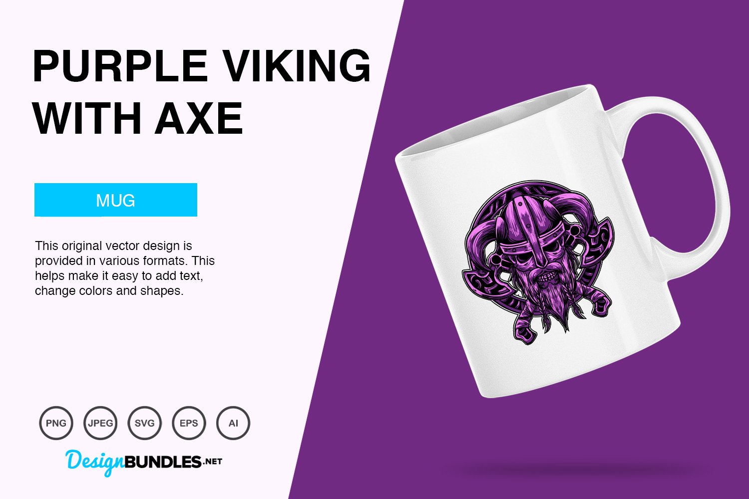 Purple Viking With Axe Vector Illustration