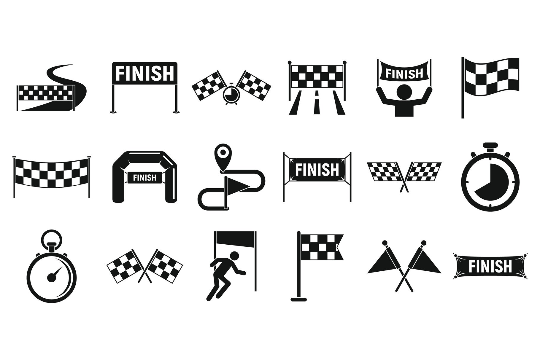 Finish icons set, simple style (549881) | Illustrations | Design Bundles
